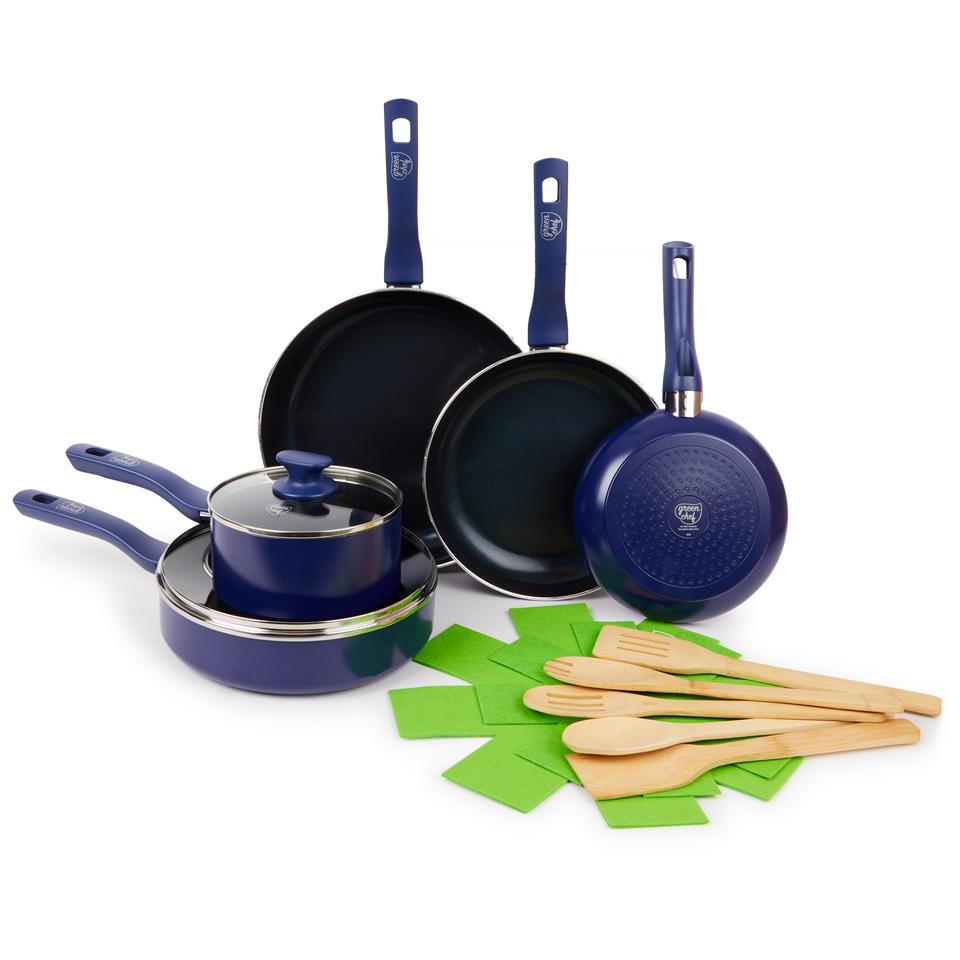 14-piece ceramic pan set from Greenchef - Blue | Action Webshop NL