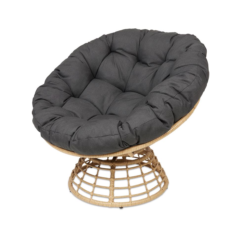 Round rattan lounge chair with cushion | Action Webshop NL