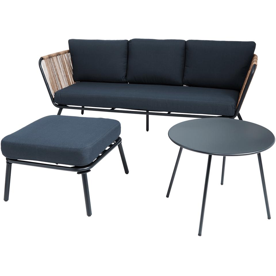 Loungeset met hocker en tafel 3-delig | Action Webshop BE