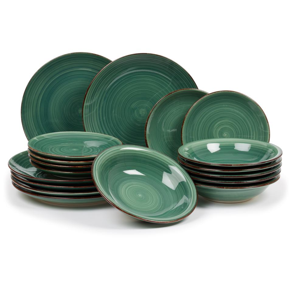 Plate set - Forest green 18-piece set | 6 persons | Action Webshop NL