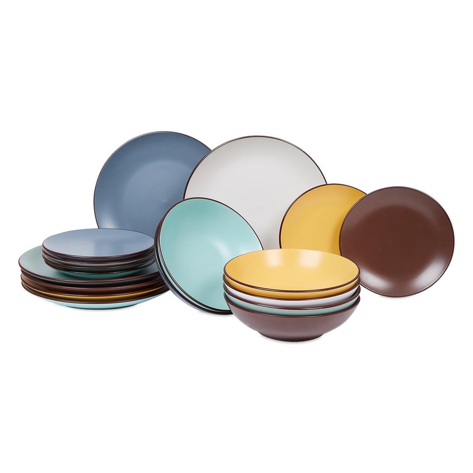 Multi-coloured plate set matt finish | Action Webshop NL
