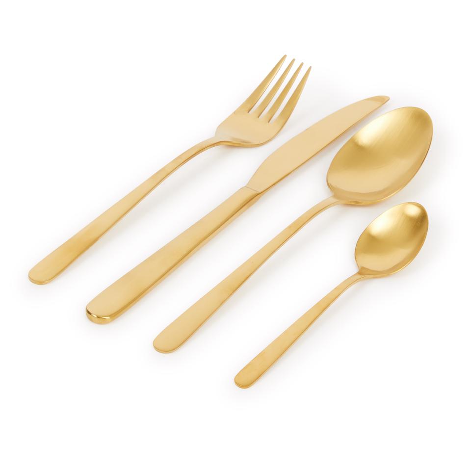 Trendy gold-coloured 24-piece cutlery set | Action Webshop NL