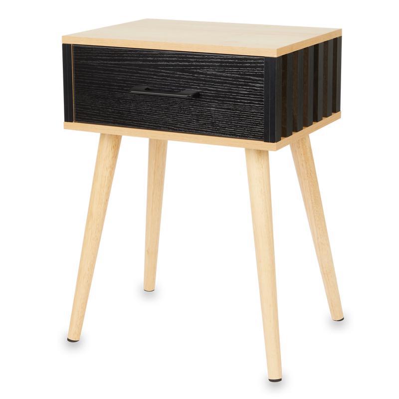 Wooden bedside table black & neutral trim | Action Webshop NL