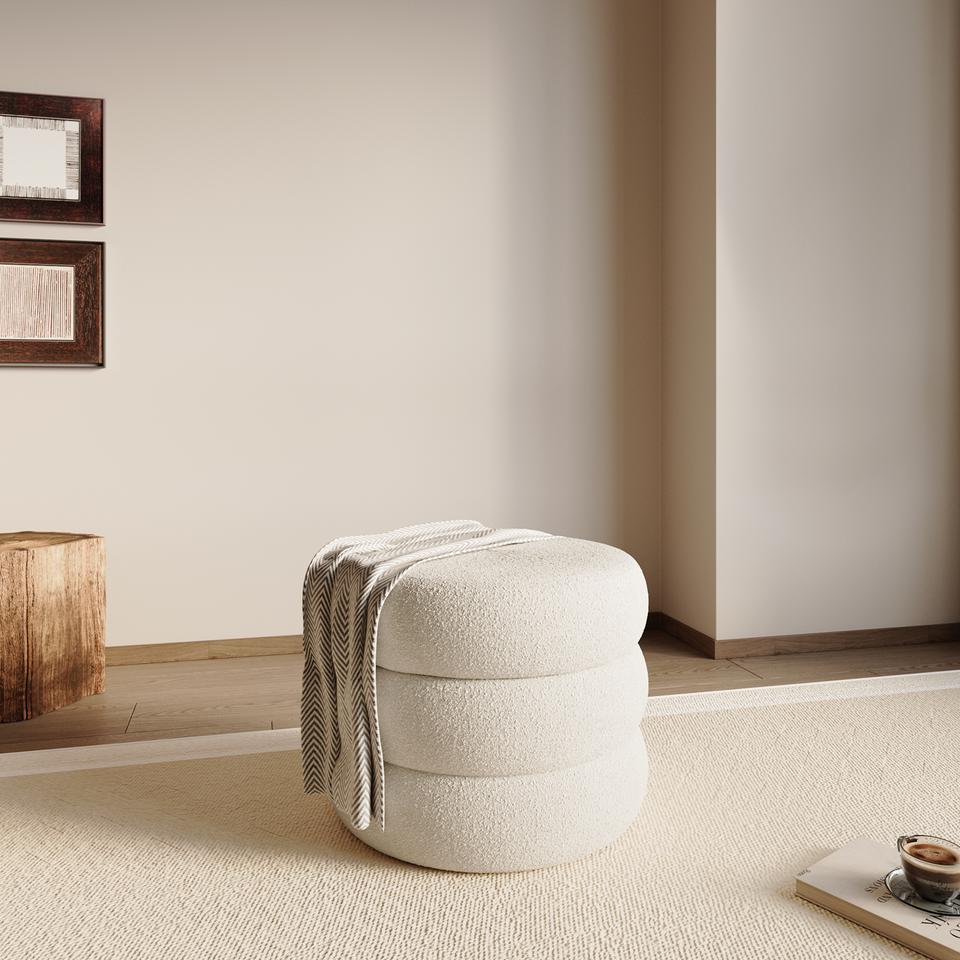 Luxury pouffe Curvy with storage space - White | Action Webshop NL