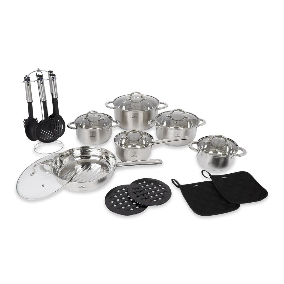 23-piece stainless steel cookware set from Buccan | Action Webshop NL